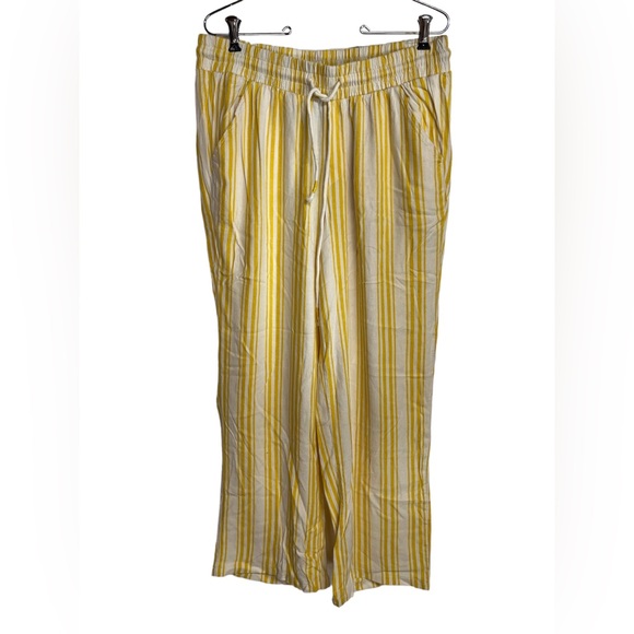 torrid | Pants & Jumpsuits | Torrid Yellow Striped Pant With Elastic Waist Linen Rayon Blend ...